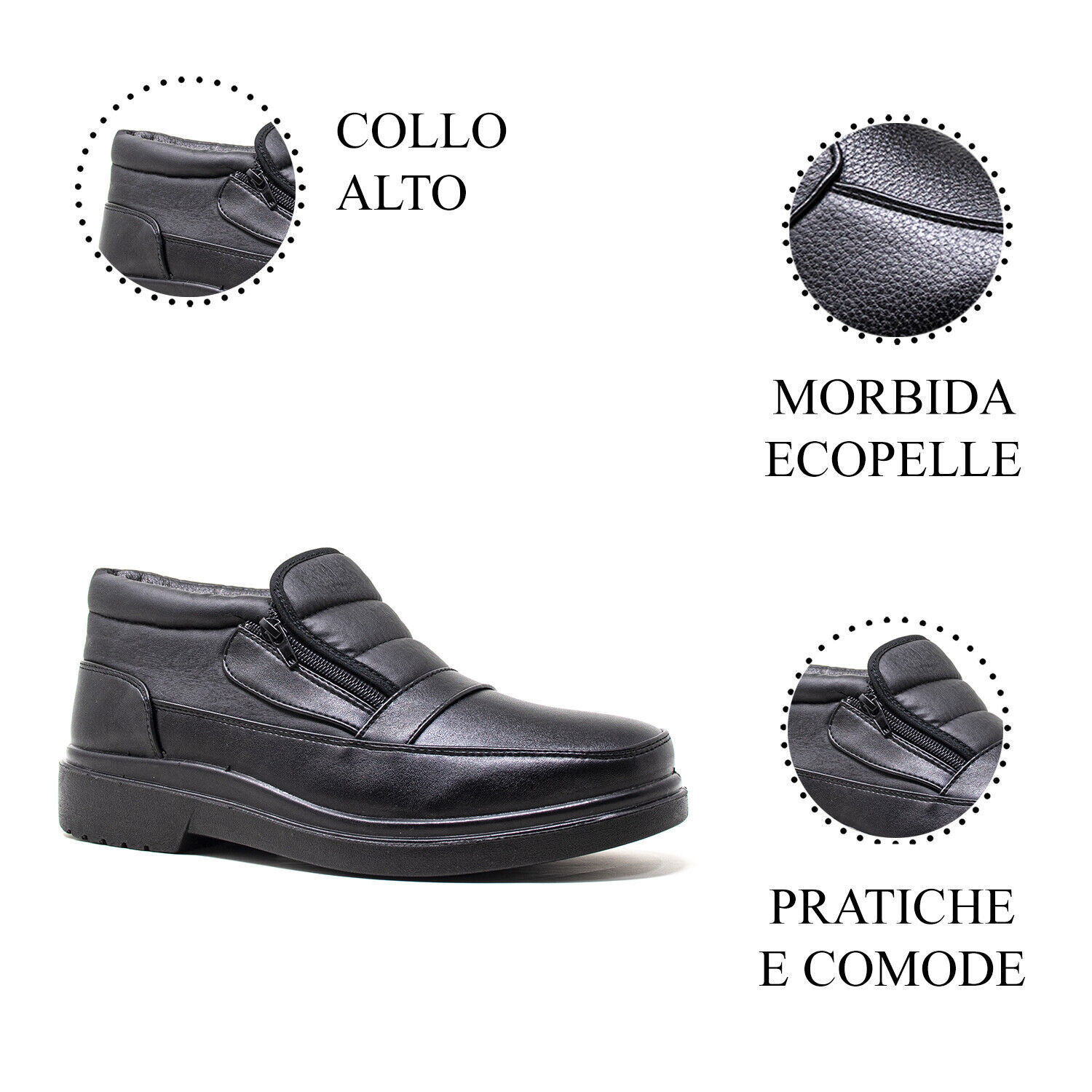 Scarpe Uomo Invernali Sneakers Zip Casual Comode Scarponcini in eco ...