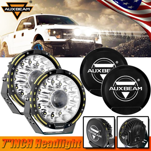AUXBEAM 7" 230W LED Llight Bar Pod Headlight Driving Flood Offroad Lamp ...