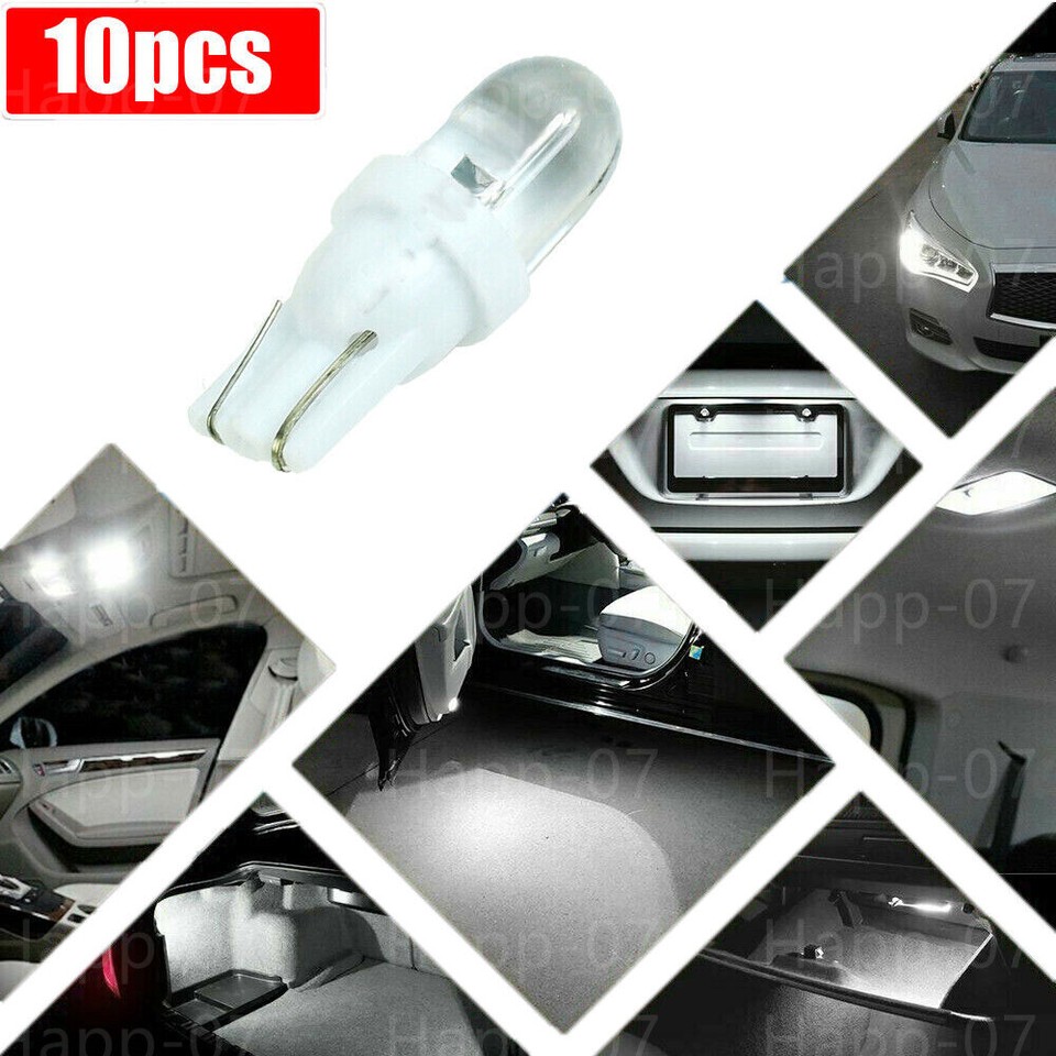 10Pcs T10 Light Bulb 194 168 158 White LED Side Car Wedge Light Lamp ...