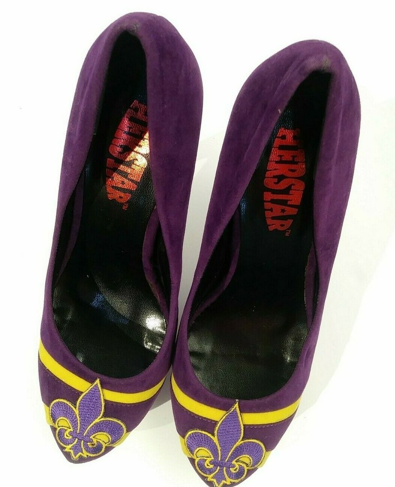 LSU Purple & Gold Fleur de Lis High Heel Pumps Platform Shoes Herstar ...