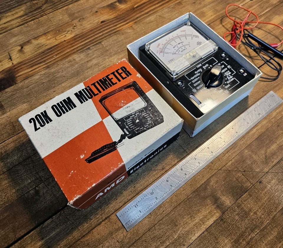 RARE Vintage AMD Multimeter VOLTAGE 1200, OHMS 12K w/ Probes & Original ...
