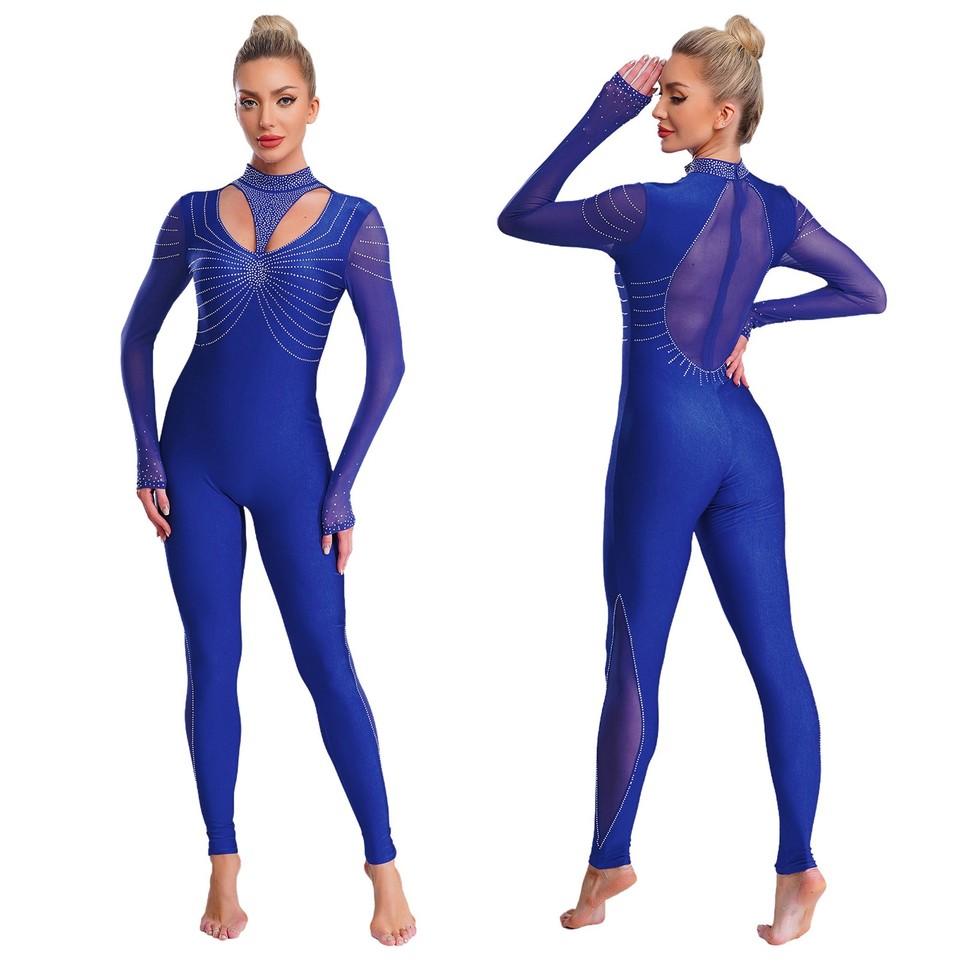 Women's Gymnastics Leotard Long Sleeve Bodysuit Unitards Figure Skating ...