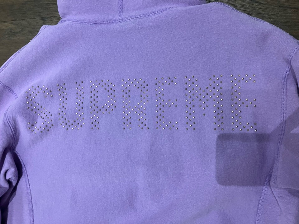 Supreme Men's Purple Studded Back Logo Hoodie Sweatshirt Size Large | eBay