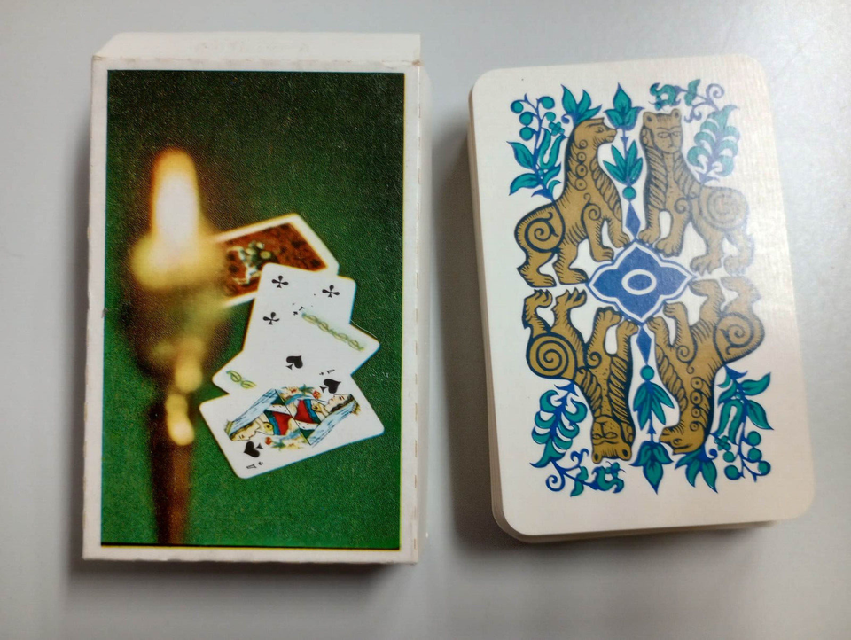 Vtg USSR Cards Russian Souvenir Varnished Playing 1 Deck 54 Cards ...