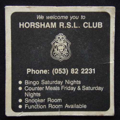 Horsham RSL Club 053 822231 Bingo Snooker Coaster (B300) | eBay