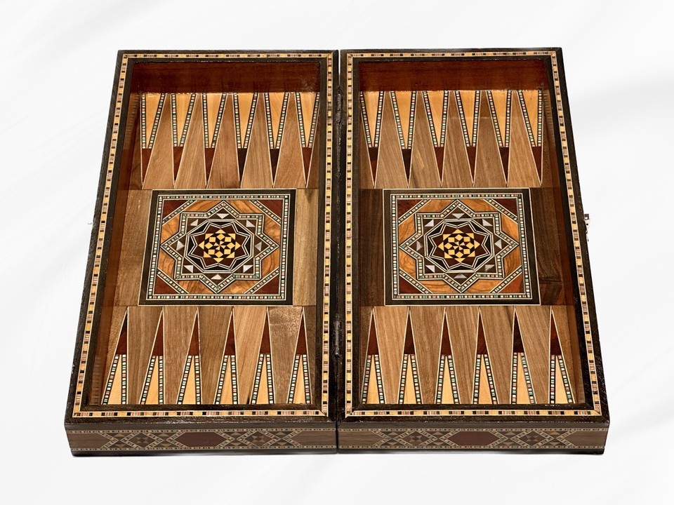 Backgammon Board & Chess Set From Lebanon - Handmade Wood Mosaic ...