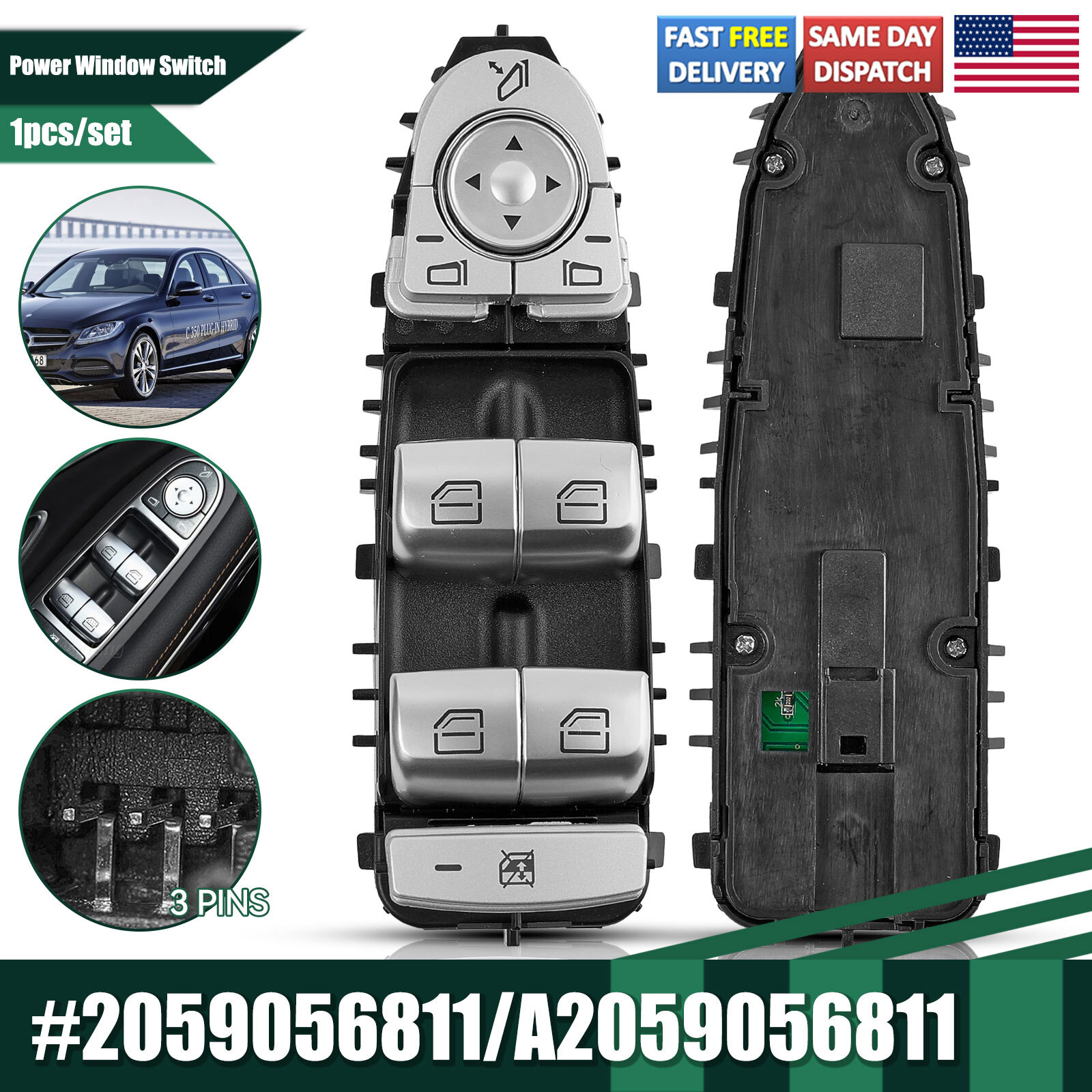 Power Window Control Switch Driver Side for Mercedes-Benz C-CLASS ...