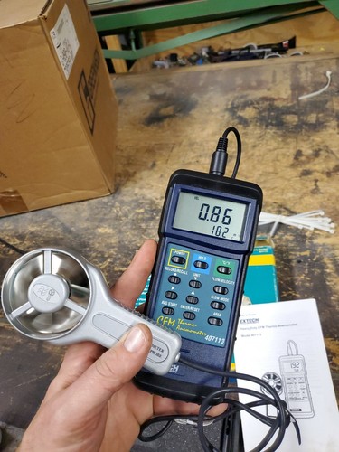 Extech Heavy Duty CFM THERMO-ANEMOMETER Model 407113, Hard Case, Probe ...