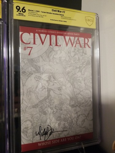 Civil War #7 Black&White 1:75 Turner Variant CGC SS/CBCS Signed Michael ...