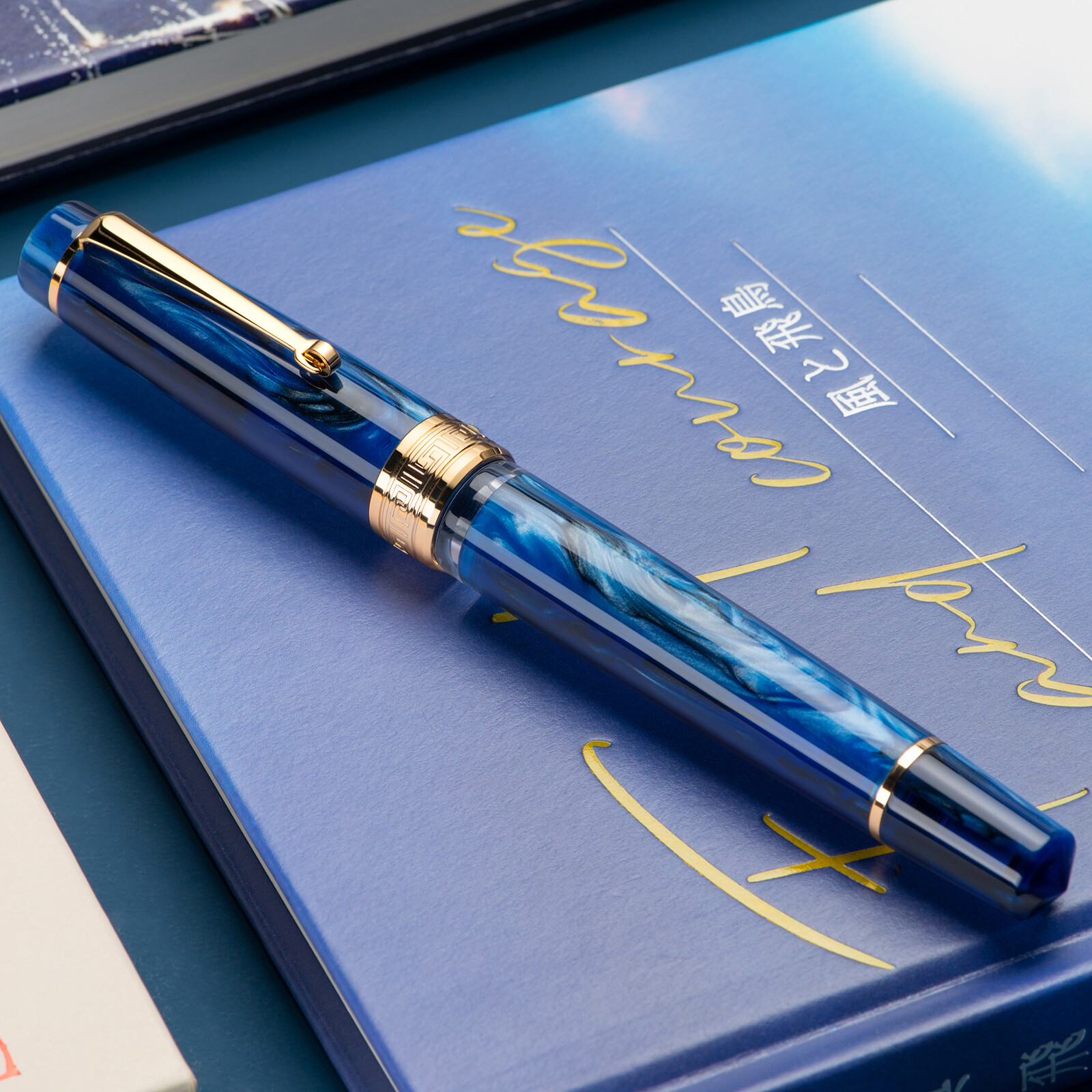 Asvine P20 Piston Fountain Pen Galaxy Blue Resin EF/F/M Nib Writing Pen ...
