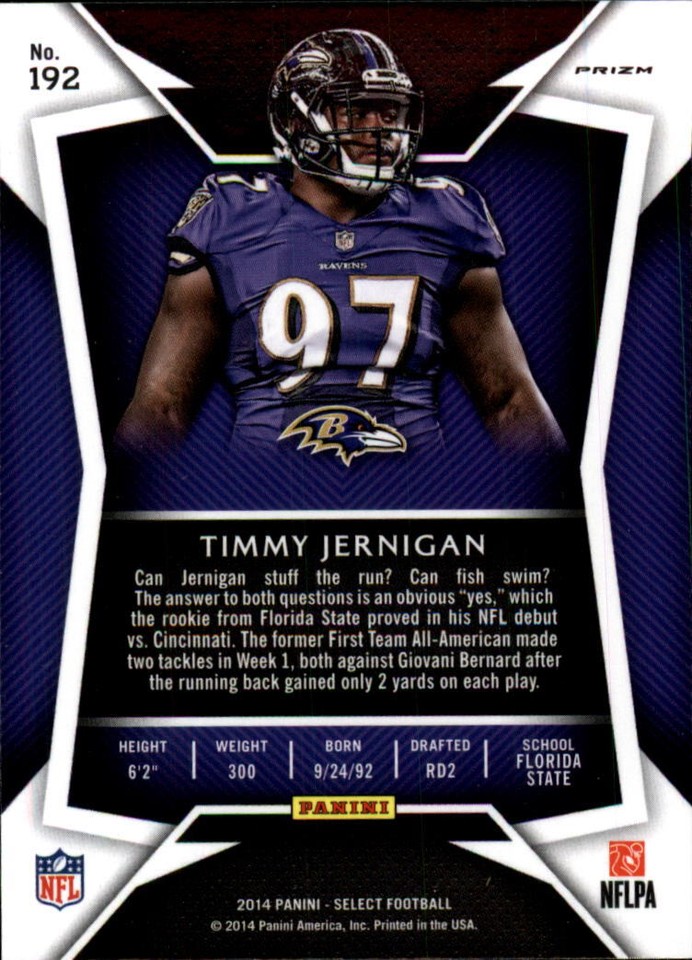 2014 Select Rookies Mojo Baltimore Ravens Football Card #192 Timmy ...