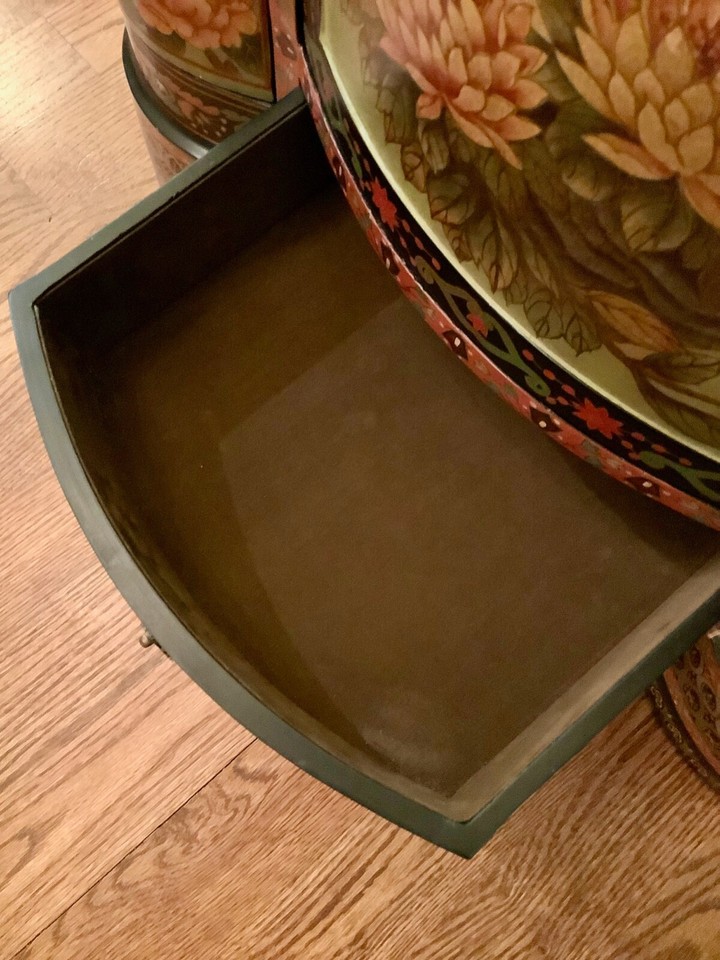 ASIAN Chinese MCM Painted Bird Console Table CABINET Credenza Storage Floral VTG | eBay