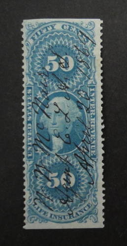 US Revenue Stamp R58b 50c Life Insurance Part Perf 1st Issue 1862-1871 ...