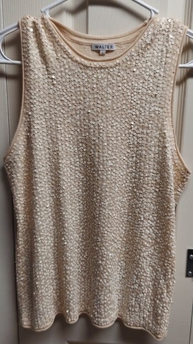 Walter Ivory Silk, Cashmere & Sequence Woman's Tank Top Size Large | eBay