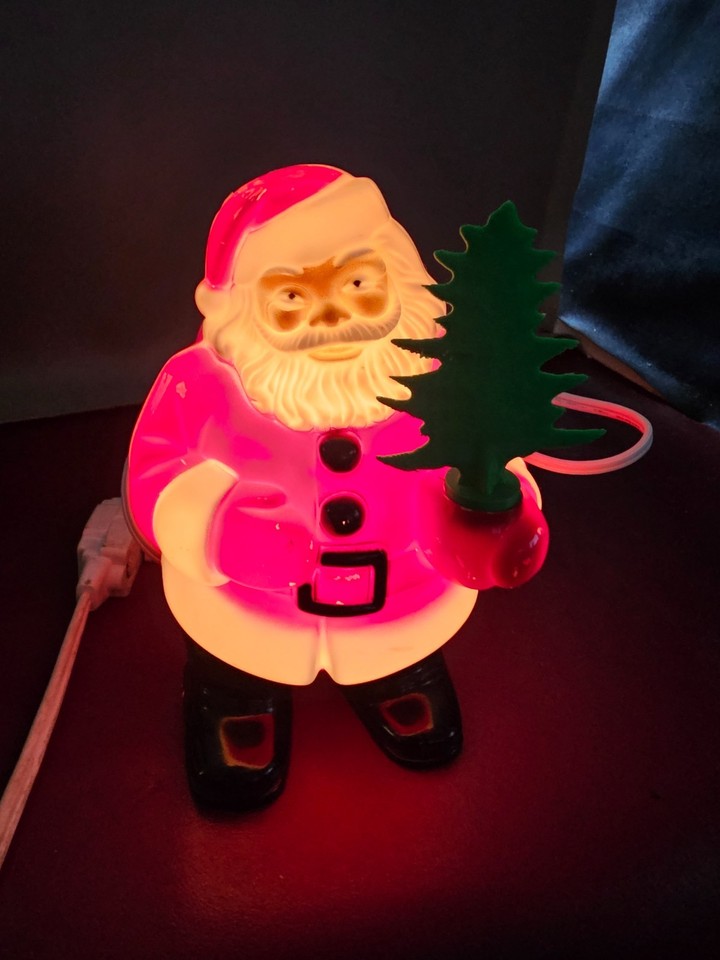 Vintage Royalite Royal Electric Light Up 7” Hard Plastic Santa Claus ...
