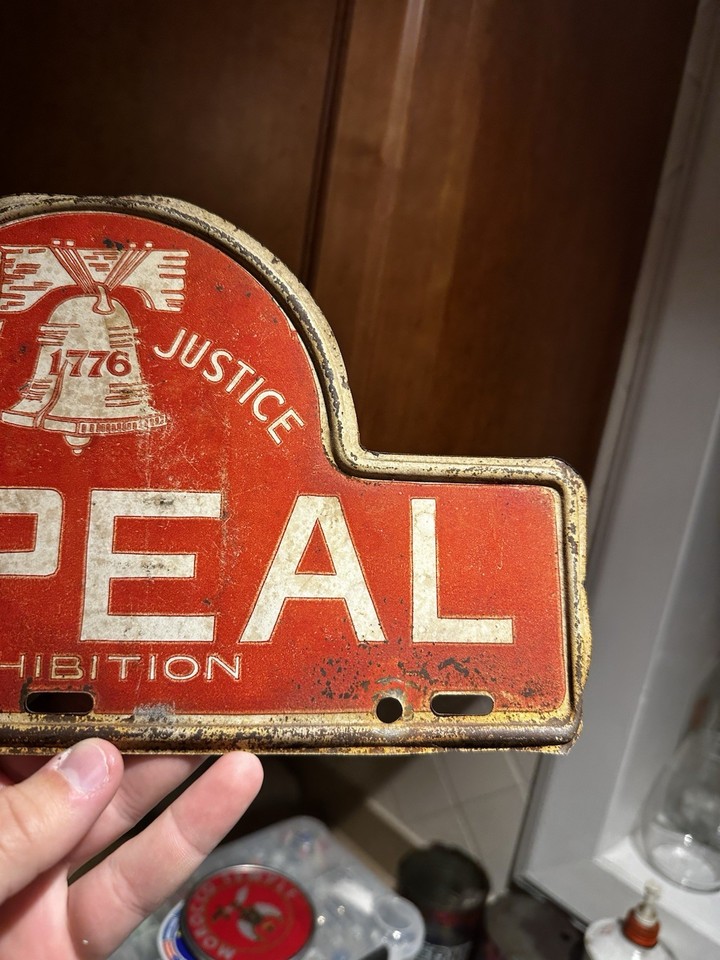 RARE 1930s Liberty Justice Repeal Prohibition License Plate Topper ...