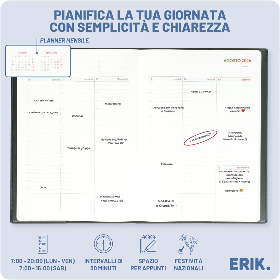 Agenda Settimanale 2026 A4 Verticale in Italiano - Diario 2026, Planner ...