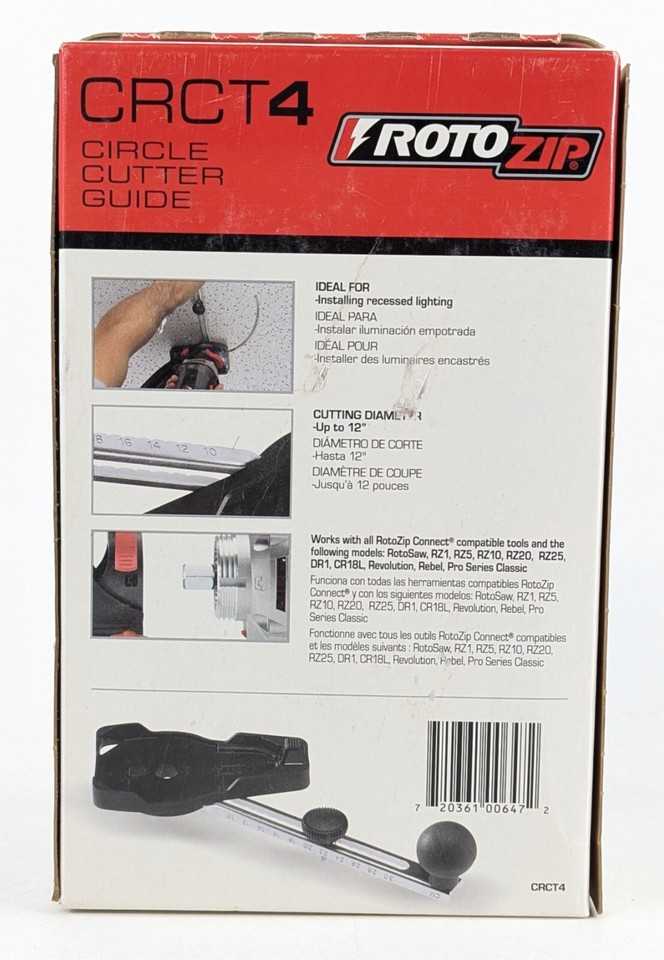 Rotozip 12" Spiral Saw Circle Cutter Guide Rotary Tool Attachment CRCT4 ...