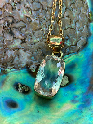 Charles Albert Faceted Quartz Crystal & Alchemia Gold Artisan Pendant ...