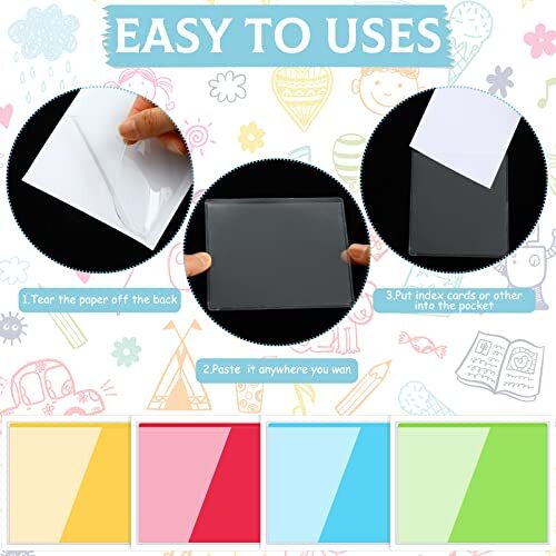 50 Pcs Clear Adhesive Pockets Label Holder 3.5 x 2.75 Inch Plastic ...
