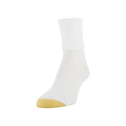 GOLDTOE Women's Classic Turn Cuff Socks, Multipairs, White (6-Pairs ...