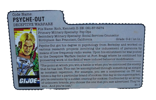 Psyche Out 1987 File Card GI Joe Vintage DC | eBay