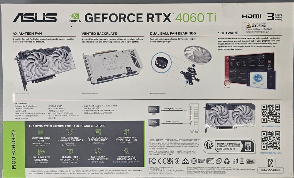 ASUS DUAL GEFORCE RTX 4060TI OC EDITION 8GB GDDR6 Graphic Card ...