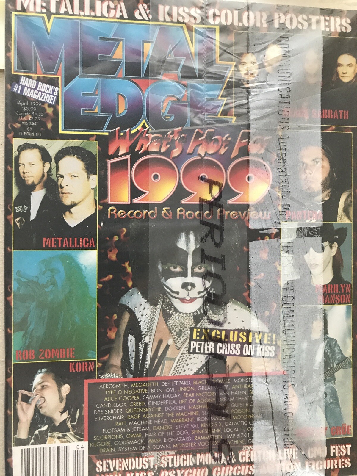 METAL EDGE MAGAZINE- Sealed PETER CRISS METALLICA KISS POSTERS KORN ...