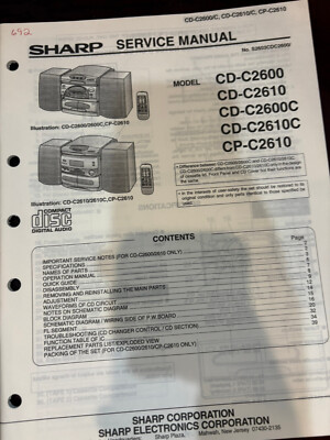 ORIGINAL SHARP CD-C2600 CD-C2610 C CP-C2610 Repair & Service Manual ...