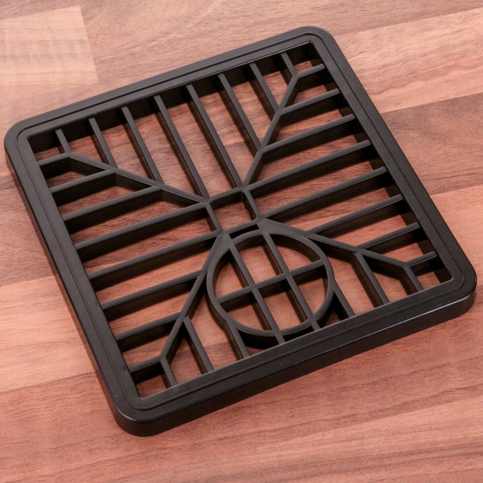 DRAIN GRID COVER Standard 6" Black Square Gulley Drainage Channel Lid ...