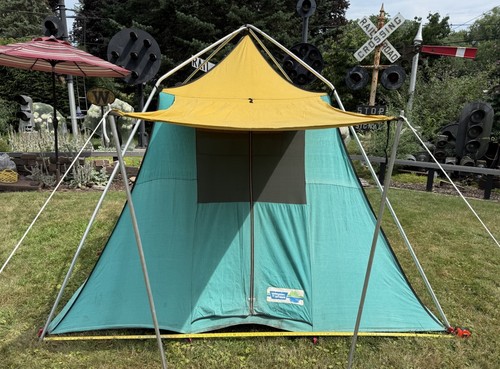 Vintage Wenzel Canvas 9’x9’ Tent Camping Movie Prop Backyard Vacation ...