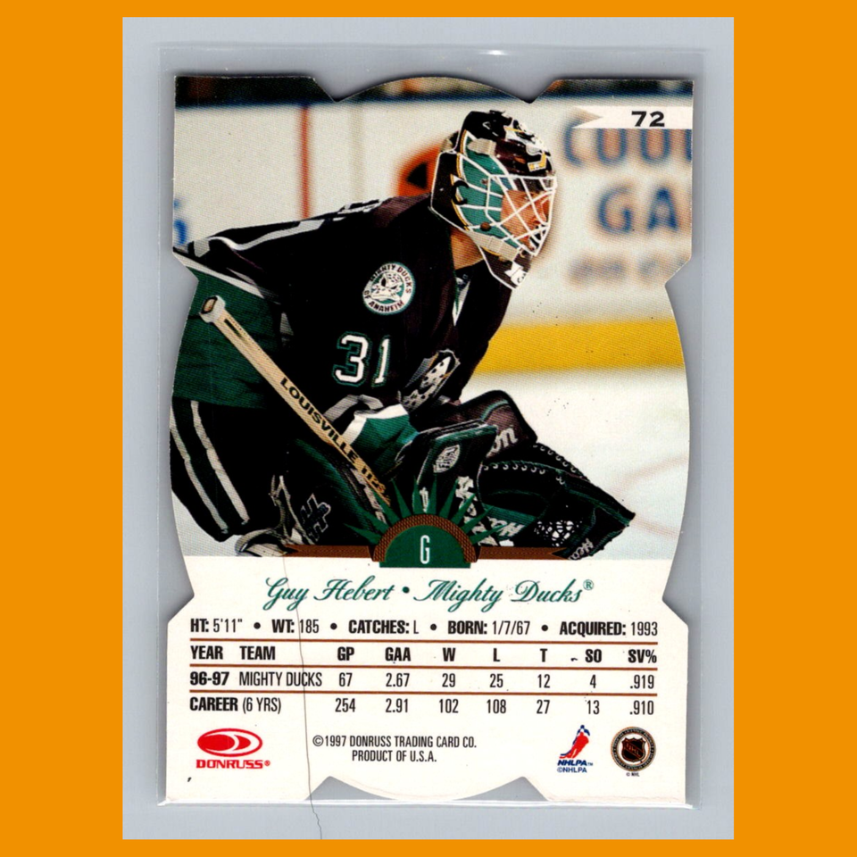 Guy Hebert #72 1997-98 Leaf Fractal Matrix Die Cuts BY/200 Detroit Red ...