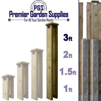 3ft Timber/Concrete Garden Fence Panel 2-Way Straight Slotted Post ...