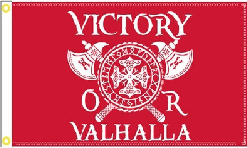 3X5 Victory or Valhalla VICTORY OVER DEATH VIKING RED FLAG BANNER 100D ...
