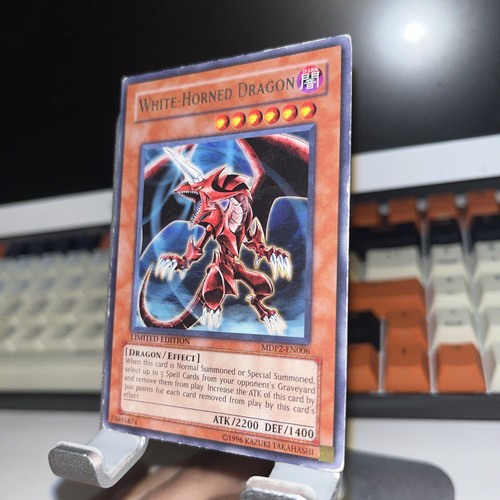 Yu-Gi-Oh Card - MDP2-EN006 - WHITE HORNED DRAGON (rare) - Heavily ...