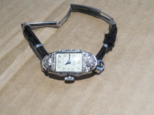 Vintage art Deco Estia 18ct 18k 750 Gold Platinum Diamonds Ladies women ...