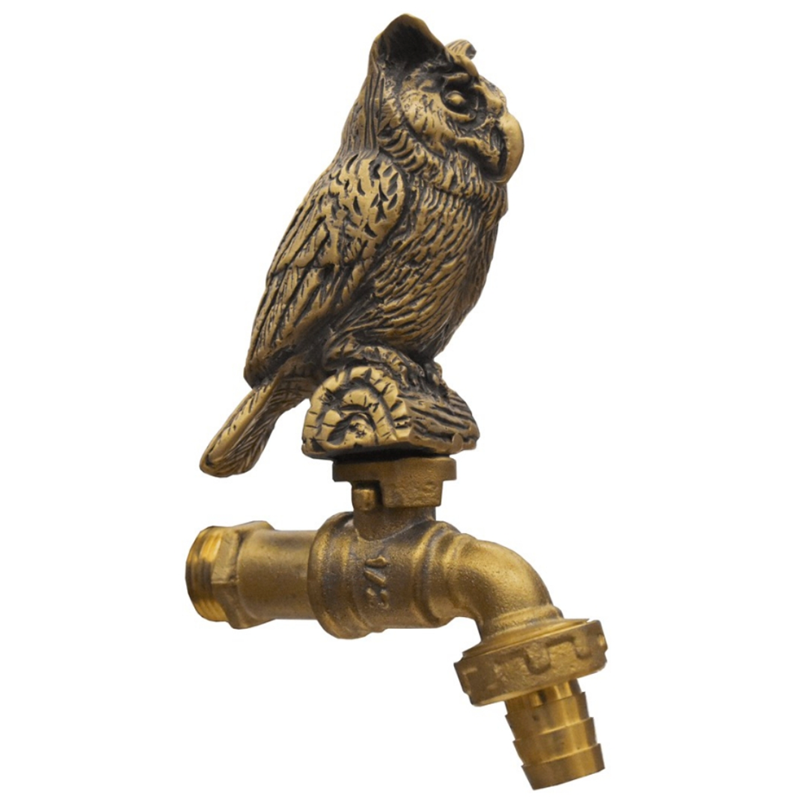 Brass Garden Tap Faucet Owl Bird Handle Spigot Vintage Water Outdoor ...