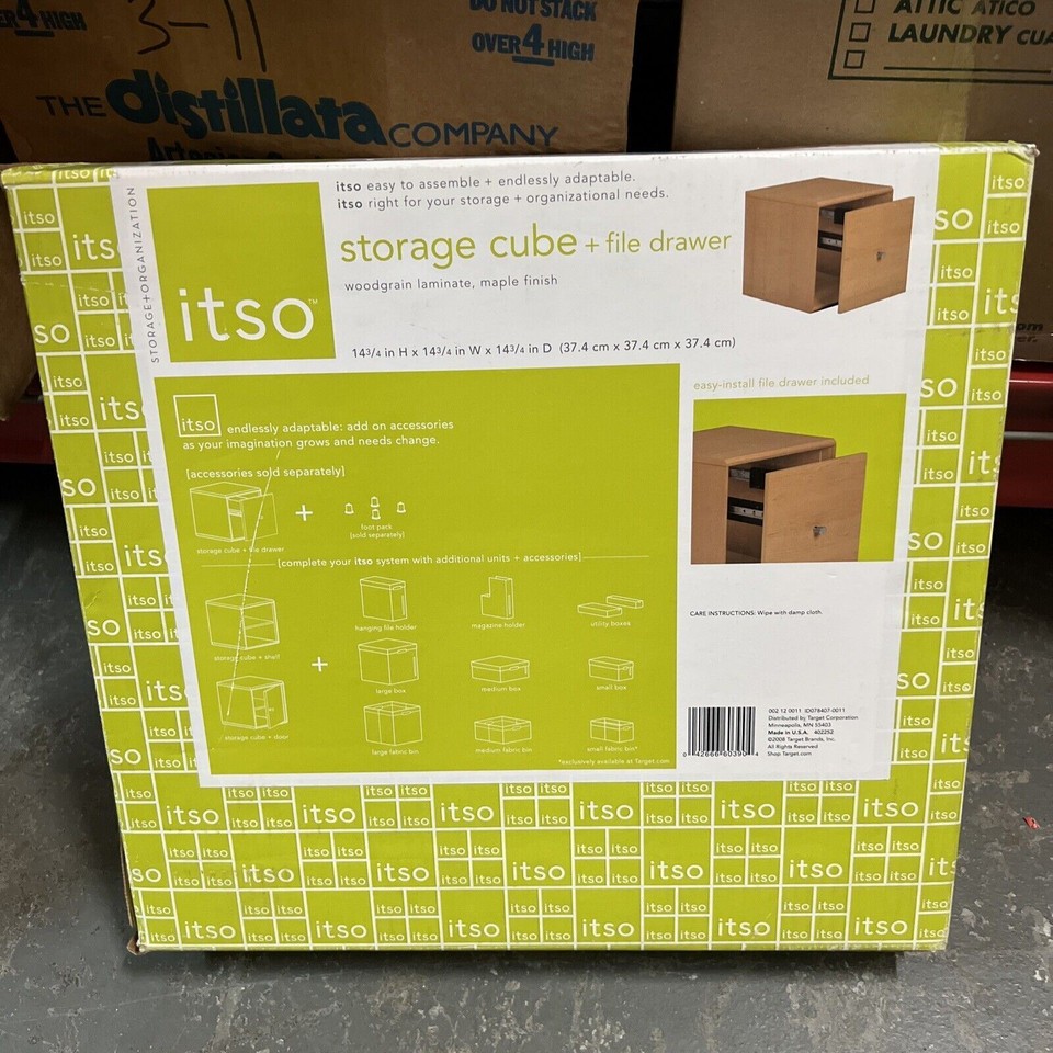 ITSO Storage Cube File Drawer Organize Stackable Woodgrain Maple Finish ...