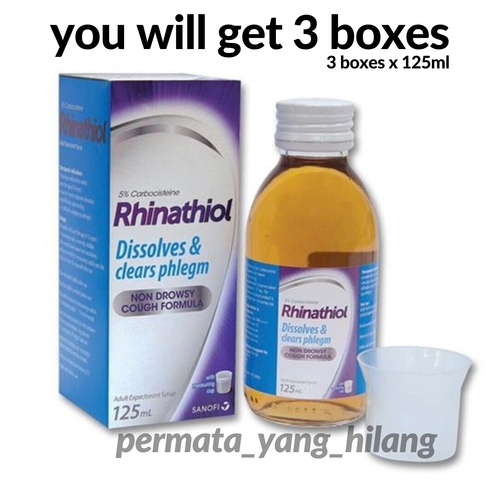 RHINATHIOL DISSOLVES & CLEARS PHLEGM COUGH SYRUP 125ML 3 bottles Exp ...