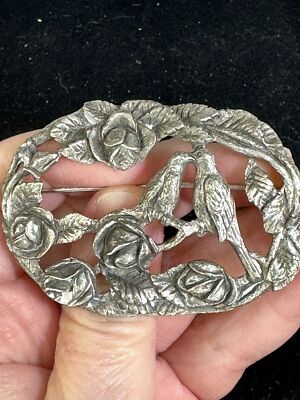 Flowers & Birds Openwork Vintage Silver Brooch Pin M-6296 | eBay