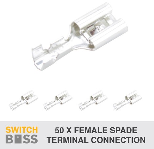 50 x Female Spade Terminal NON INSULATED standard 6.3mm Wire Switch ...