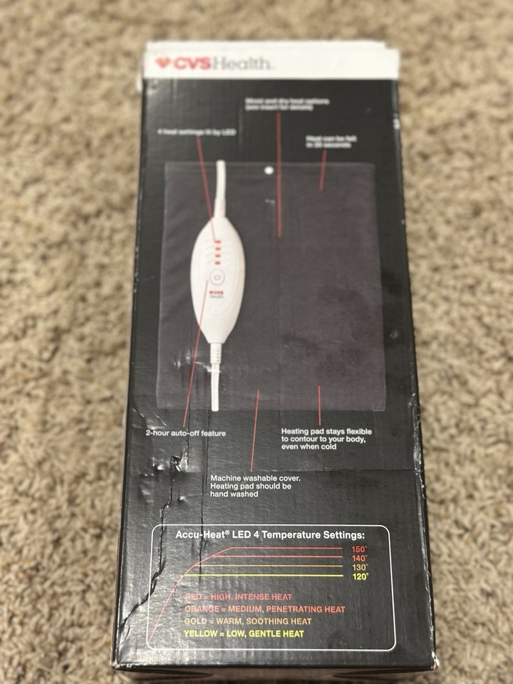 CVS Series 300 Vinyl Heating Pad For Pain Relief LED 4 Settings “12x15 ...