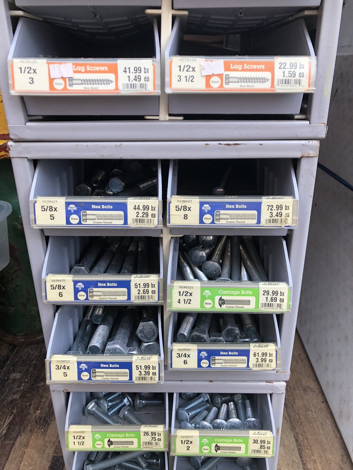 4 hillman hardware Storage cabinet Bins with hardware Please Read ...