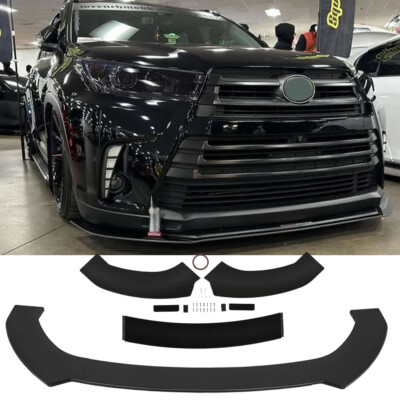 For Toyota Highlander LE XLE Gloss Black Front Bumper Spoiler Lip ...