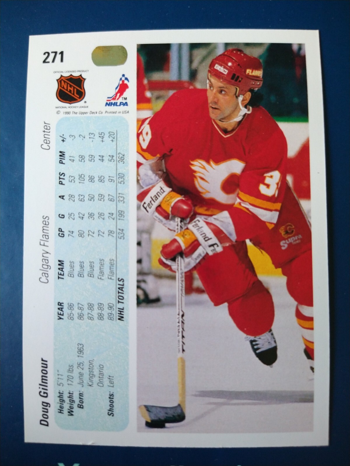 1990 Upper Deck Hockey Doug Gilmour #271 Calgary Flames | eBay