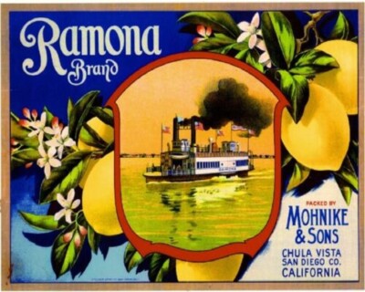 Ramona River Boat Lemon Chula Vista San Diego Fruit Crate Label Art ...