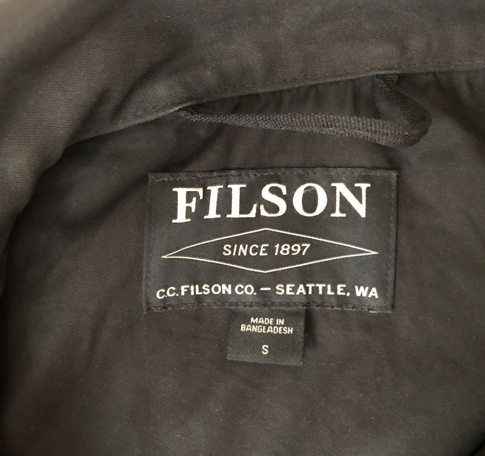 Filson Tin Cloth Short Lined Cruiser Jacket | Small I Black - Nicely ...