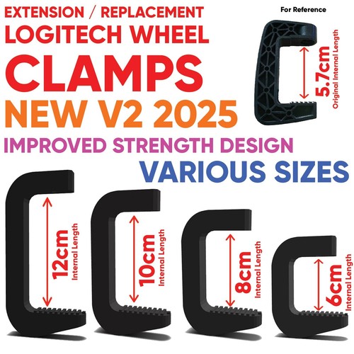 V2 Extended / Replacement Clamps / Legs Mounts Logitech G27 G29 G920 ...