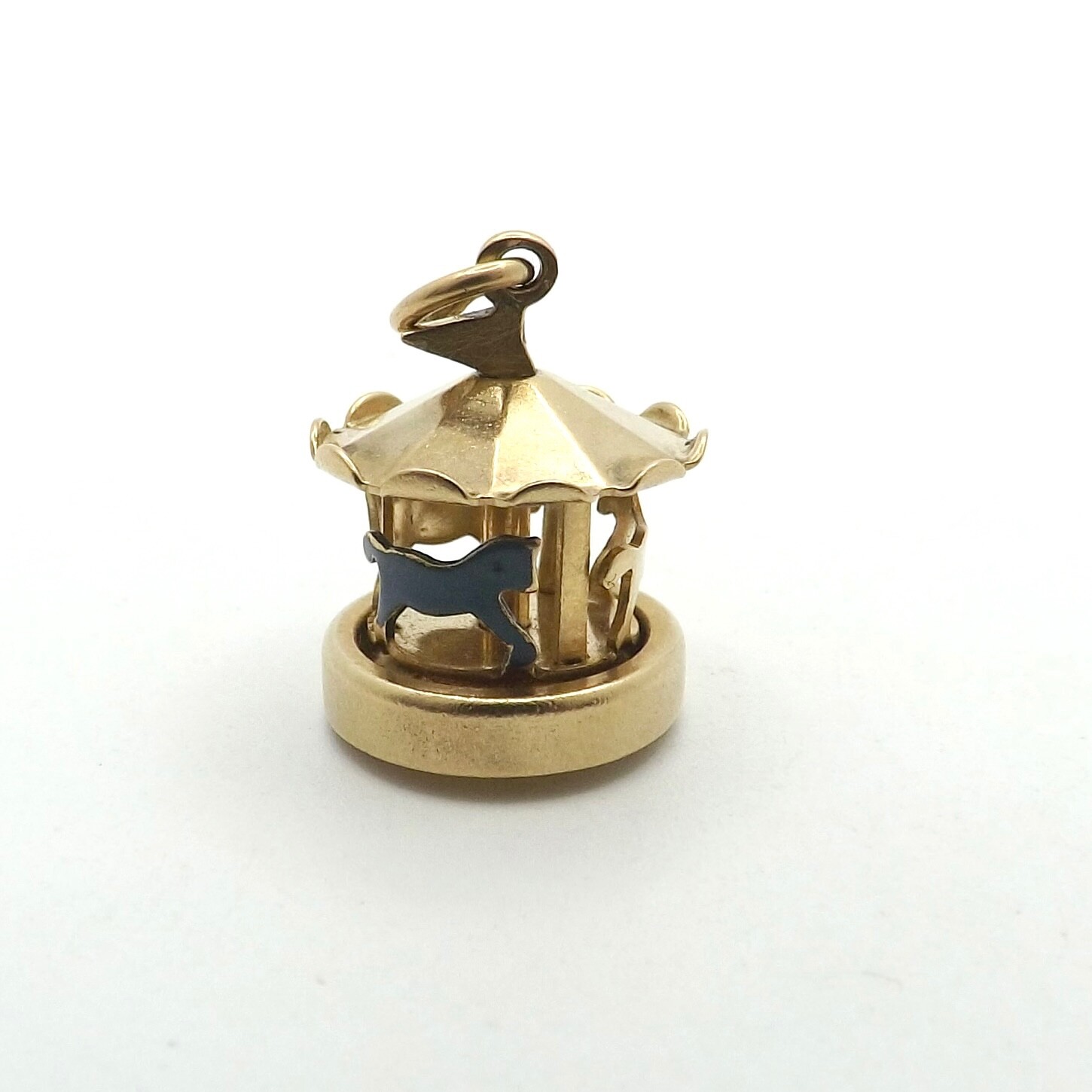 14k Gold Merry Go Round Spinning Carousel Charm Penda… - Gem