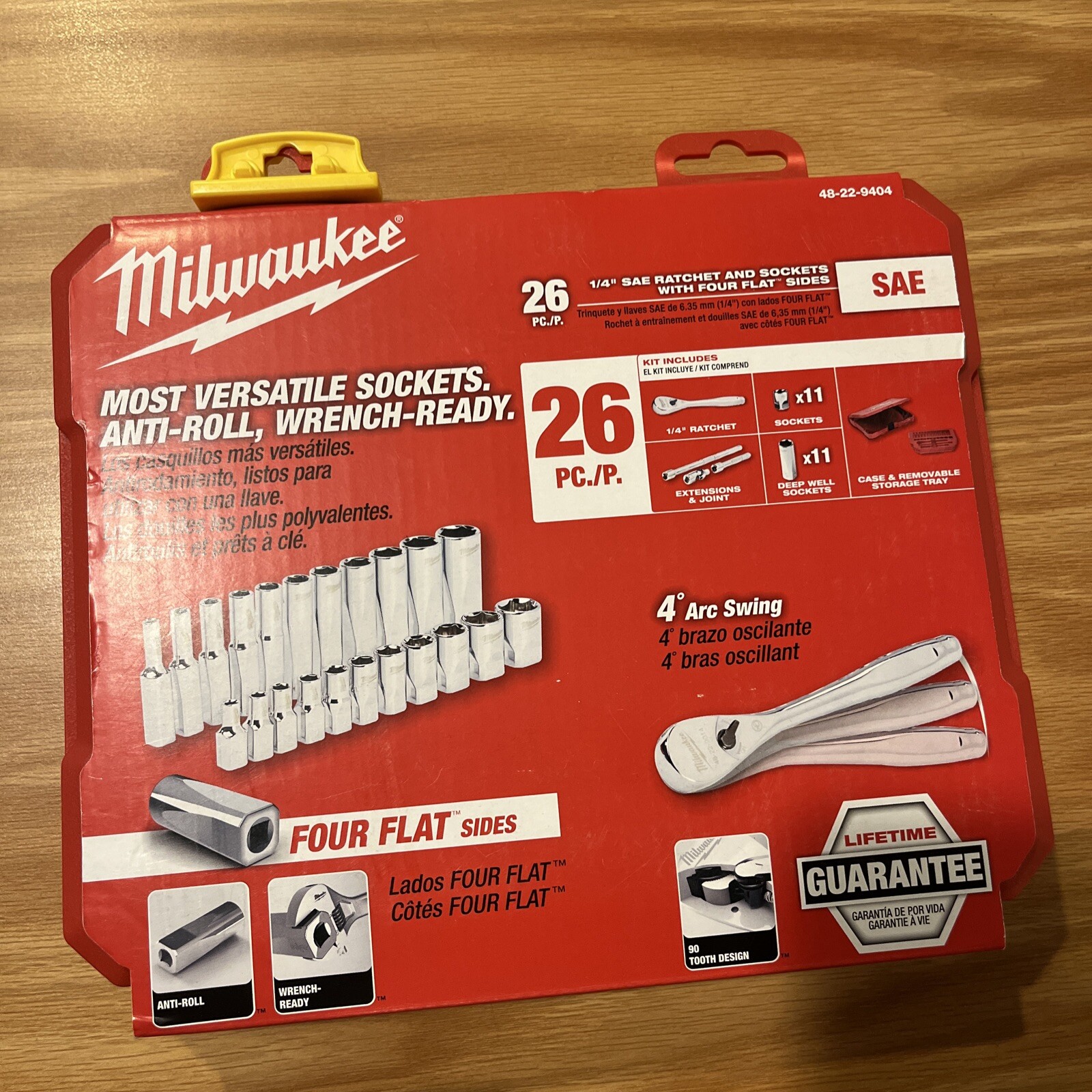 Milwaukee 48-22-9404 1/4" Drive 26pc Ratchet & Socket Set SAE Heavy ...